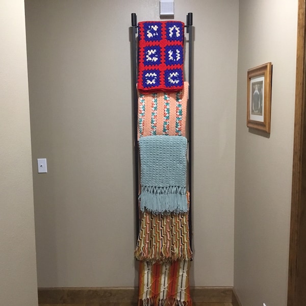 Wall Mounted Iron Blanket Ladder, Blanket Storage, Fall Décor, Metal ...