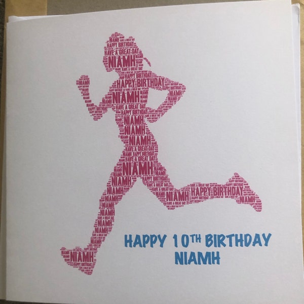 Personalised Female Runner Card, Personalised Birthday Card ...