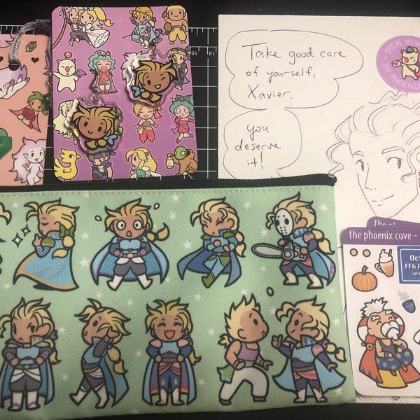 FF6 Terra Locke Edgar Linked Charms SILVER Heart Clasp Final Fantasy 6 ...