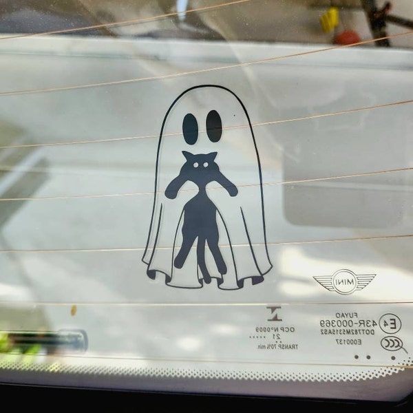 Ghost & Cat Decal Halloween Sticker Car Sticker Laptop Sticker Water ...