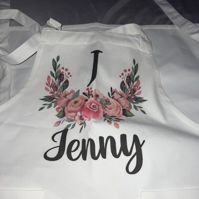 Personalized Floral Apron for Women W/ Pocket Adjustable Neck Custom ...