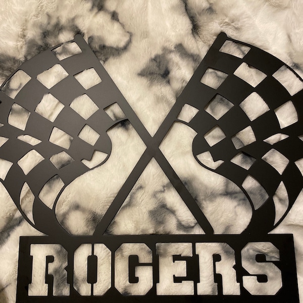 Personalized Metal Race Flags - Black and White Checkered Race Flags ...