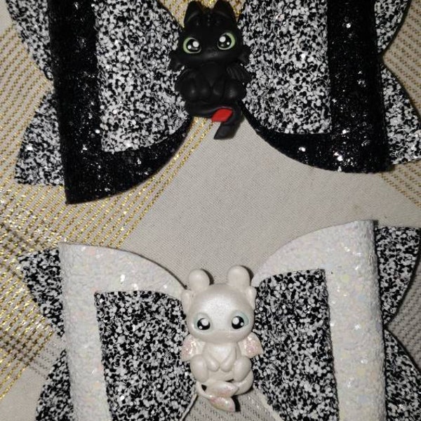 Dragon Bow...toothless Bow...light Fury Bow..glitter Bow..5 Inch Bow ...