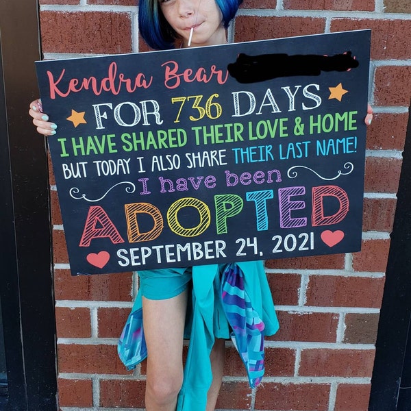 Adoption Announcement Sign Digital Chalkboard Adopted Poster Photoshoot ...