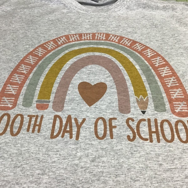 100th Day of School Pencil Rainbow Boho SVG File Download - Etsy