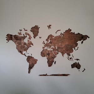 World Wood Map Wooden Wall Map 3 D Wood Wall Map Travel World Map ...
