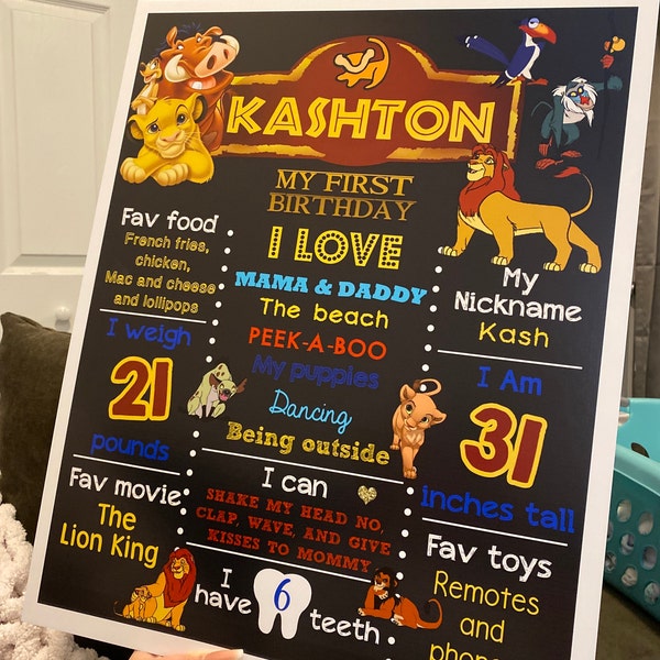 Lion King Birthday Chalkboard Sign Poster Printable Any Age, Banner ...