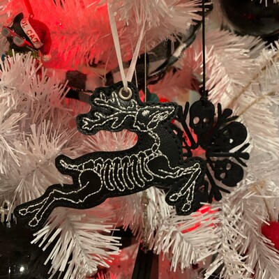 Skeleton Reindeer Ornament Goth Christmas Black Tree Spooky Decor - Etsy