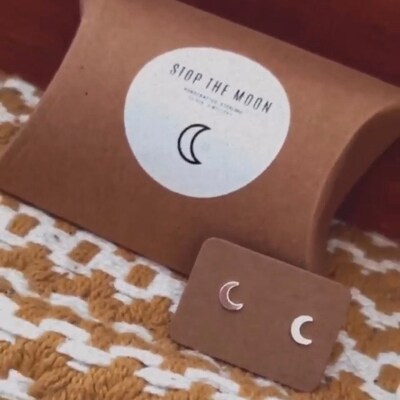 Crescent Moon Mini Stud Earrings Sterling Silver - Etsy