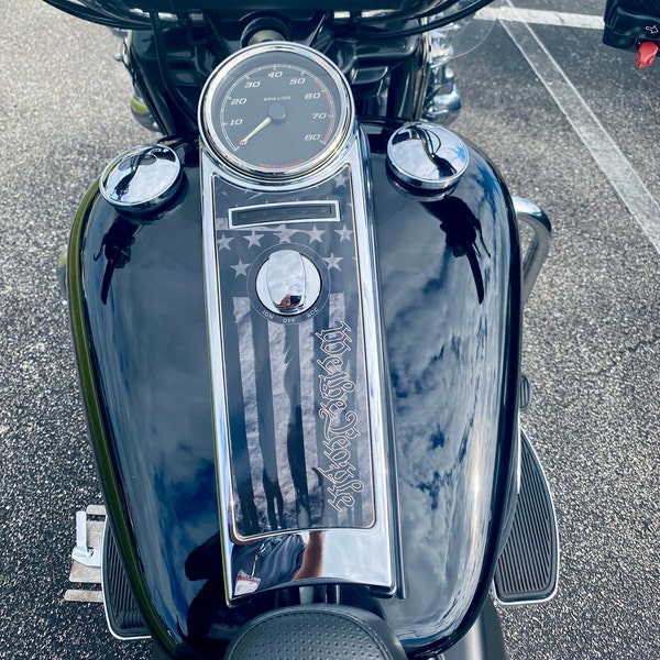 Grey White Pinstripe on Black | Dash Insert Fits Harley Davidson Road ...