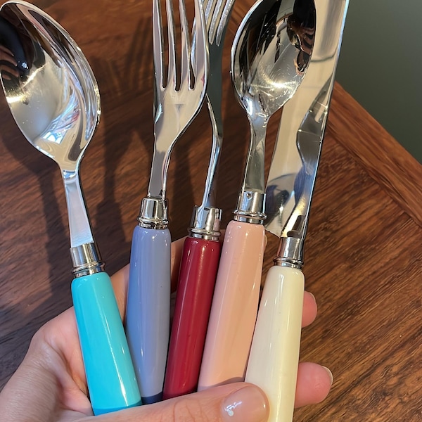 Colourful Vintage Inspired Cutlery Set - Etsy