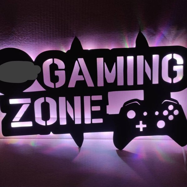 Gaming Zone LED Schild mit Wunschname Zocken Geschenke Zimmer ...