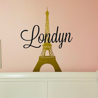 Personalized Name Paris Wall Decal Custom Name Paris Wall Sticker Vinyl ...