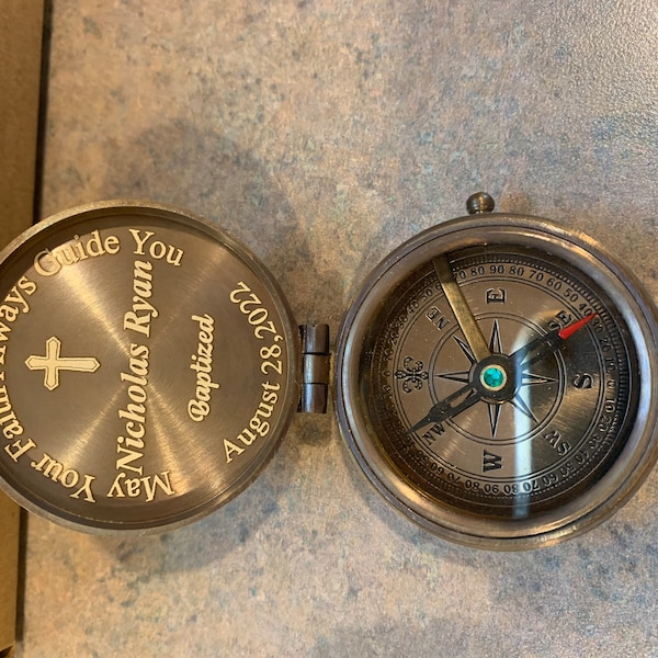 Personalized Photo Compass: True Love Never Ends, Custom Engraved Gift ...