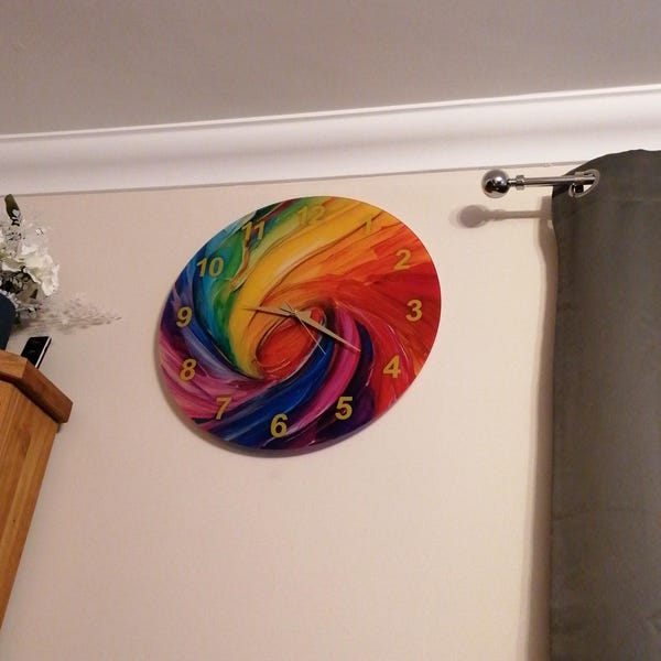 Glass Colorful Wall Clock Wall Art, Color Palette Tempered Glass Wall ...