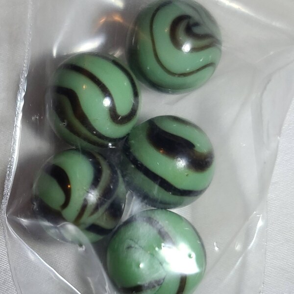 16mm Troll Glass Marble Players (5/8th") - Pack of 5 Mint Green W Brown ...
