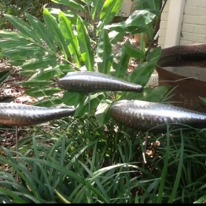 Verdigris Bronze Sculpture Garden Fish Handmade Welded Metal Art Green ...