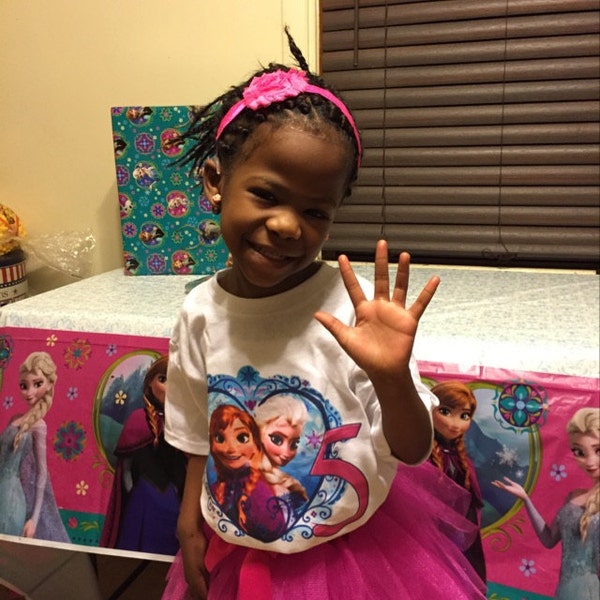 Birthday Frozen Elsa Ann Princess Blue Hot Pink Number Fifth Age 5 ...