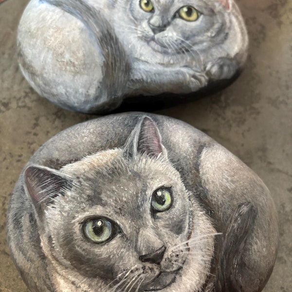 Custom Cat Portraits on Natural Stone - Etsy