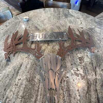 Metal Deer Skull Bow Rack With Custom Name Plate or Logo Handmade in US ...