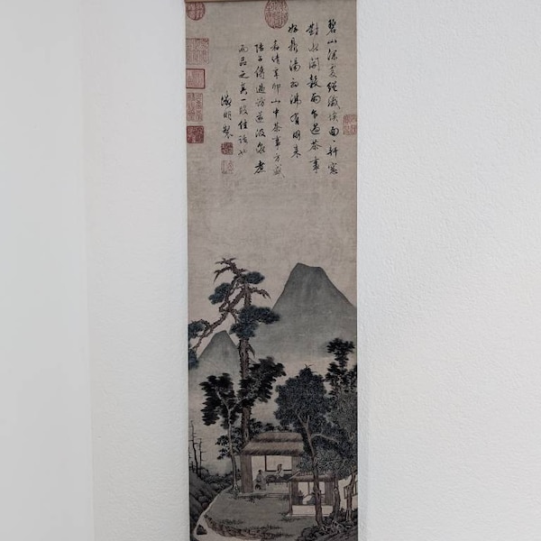 Chinese Scroll Wall Art, Traditional Asian Decor, Framed Canvas Hanging ...