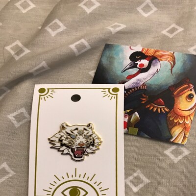 Tiger Enamel Pin With Glitter Eyes Lapel Pin Cloisonné - Etsy