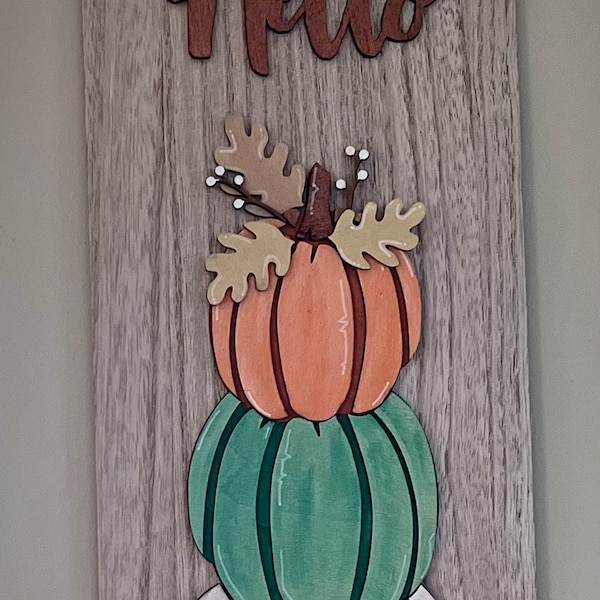 Hello Fall Pumpkin Cotton Porch Leaner Sign SVG File Autumn Pumpkin ...