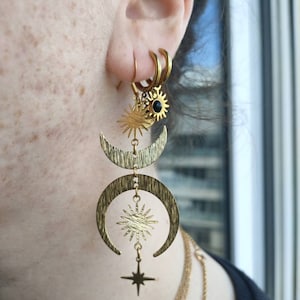 Solar Blaze Earrings Long Dangle Drop Earrings Shoulder Length Sunburst ...