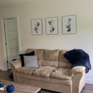 Mid Century Modern Print Set of 3 Navy Blue Orange & Beige - Etsy