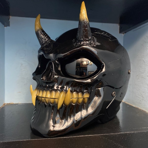 The Black Demon Skull Motorcycle Helmet Custom DOT and ECE Approved - Etsy