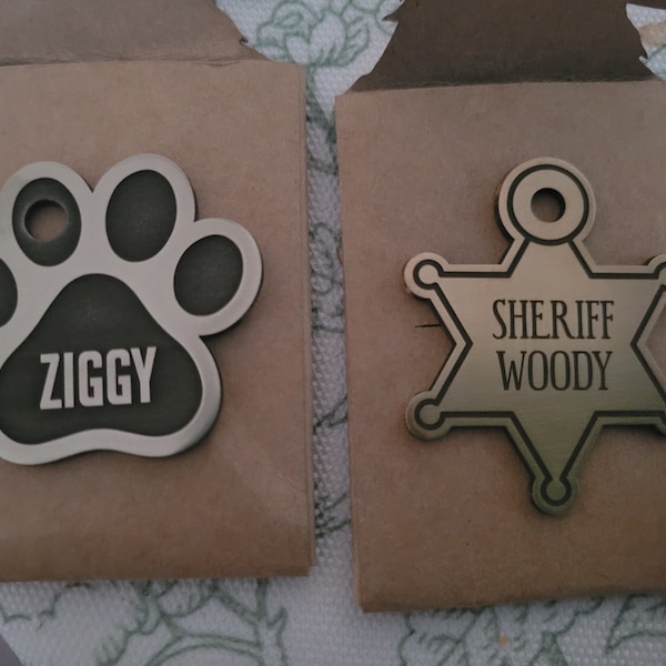 Paw Print Dog Tag, Paw Shape Pet ID Tag, Cat ID Tag, Custom Dog Tags ...