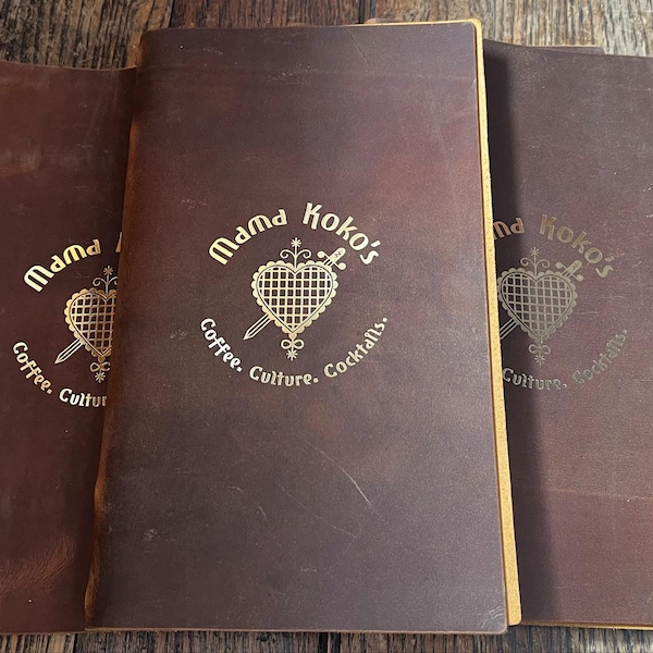 Leather Menu Holder, Personalised Menu Cover, Restaurant Logo Menu ...