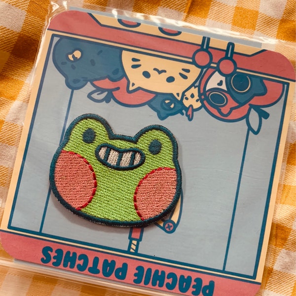 Cute Frog Iron on Patch for Clothes, Backpacks, Hats, Bags, Etc ...