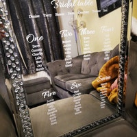 Mirror Wedding Table Plan With Modern Calligraphy Fonts • Seating Chart ...