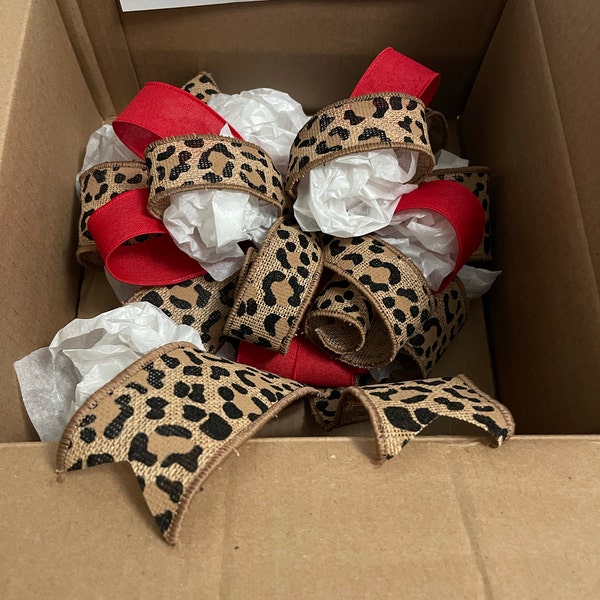 Leopard Bow, Animal Print Bow for Wreath, Leopard Bow for Lantern ...