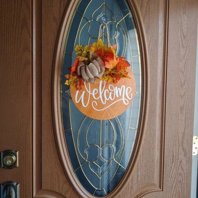 Fall Welcome Sign Decor, Thanksgiving Front Door, Wall Hanger, Fall ...