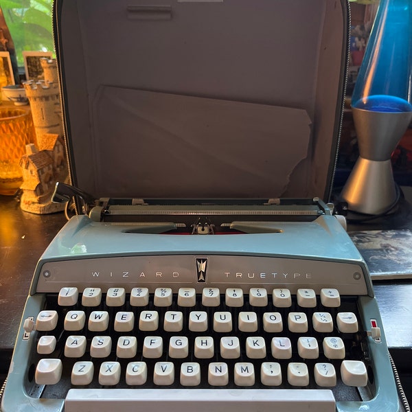 Cursive 1960's Blue Remington Personal-riter Portable Typewriter With ...