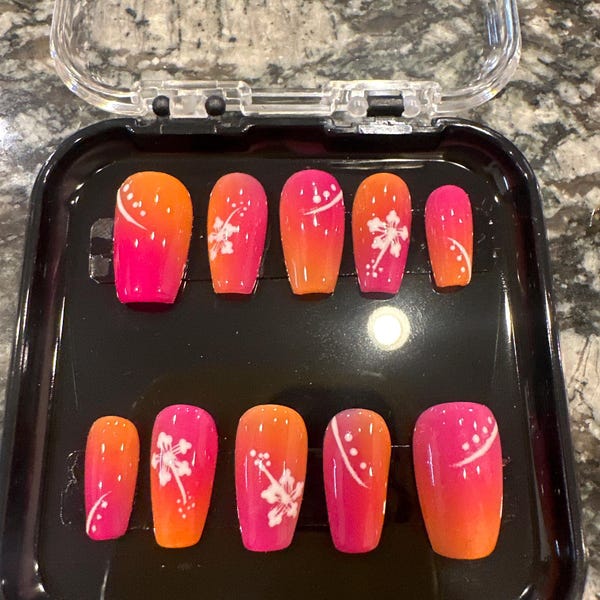 Red and Black Ombre Press on Nails APRES GEL-X Goth Nails Witch Nails ...