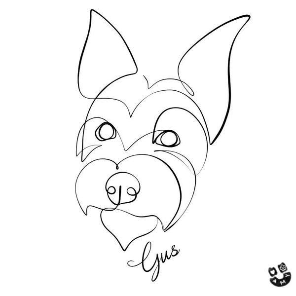 3 Pets/characters One Line Portrait Commission, Dog One Line Portrait ...