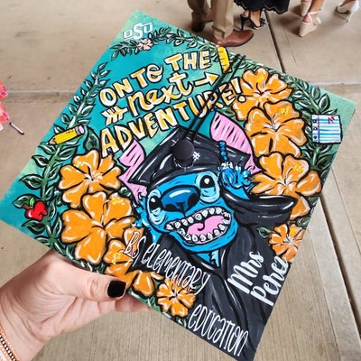 Hand Painted Stitch Theme Graduation Cap Topper - Etsy