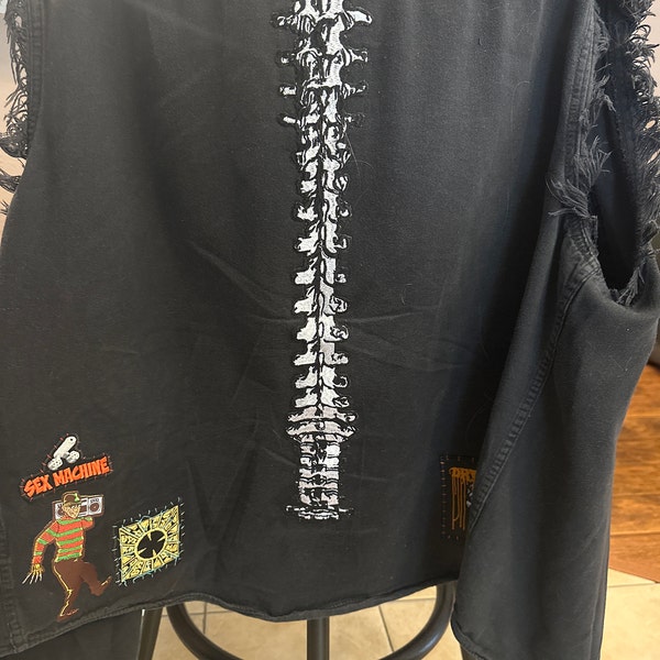 Spine Back Patch • Patch Bone • Large Patch Natural Size • Iron on • Skeleton • Horror Patch ...