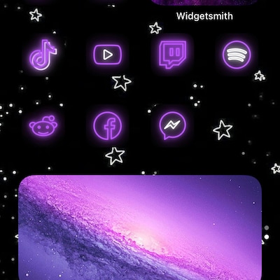 500 Purple Neon Ios App Icon Pack Magenta Neon Aesthetic for iPhone ...