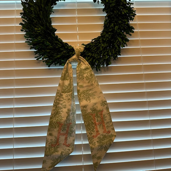 Classic French Toile Wreath Sash, Classic Monogrammed Toile Sash ...