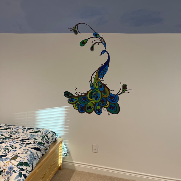 Peacock Wall Decal, Peacock Fabric Wall Decal, Peacock, Fabric ...