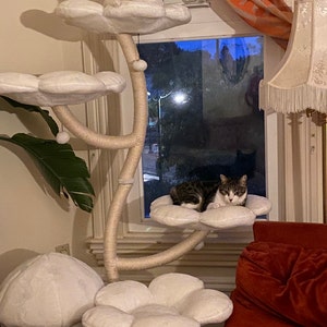 EDEN Wood Floral Cat Tree Tower, Wooden Cat Tower, Modern Cat Climbing ...