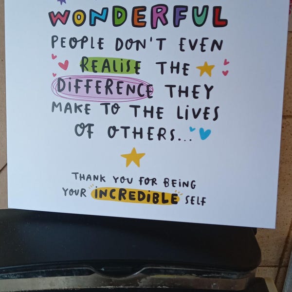 Thank You for Being Your Incredible Self Card - Thank You Card ...