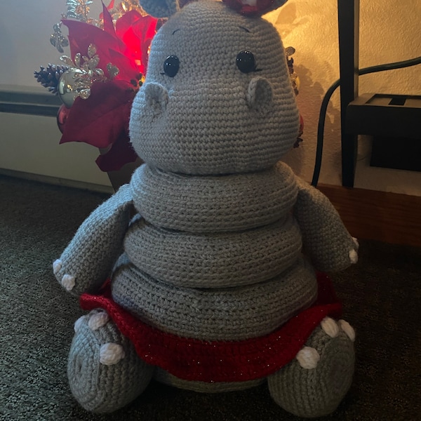 Hippo Stacking Toy Crochet Pattern, Amigurumi Safari Animal Nursery ...