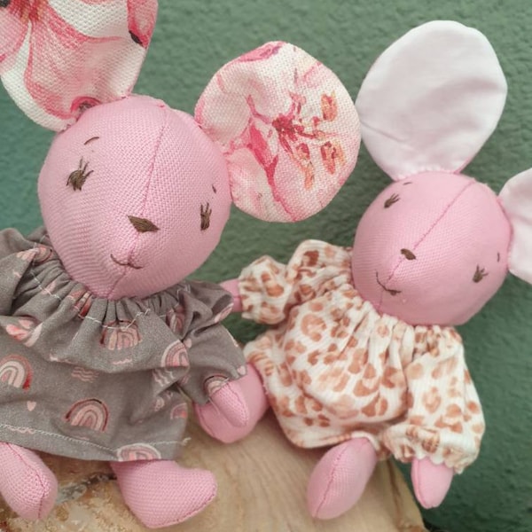 Mama and Baby Mouse Sewing Pattern and Tutorial. 7" Tall ( 18 Cm ) With ...