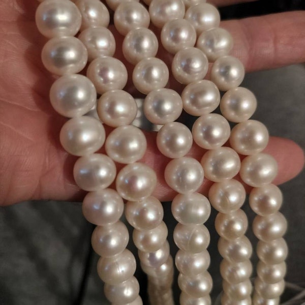 11-12mm A-AA Large Round Freshwater Pearls off Round Potato Pearl Ivory ...