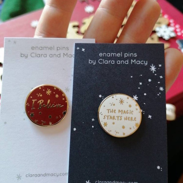 Red I Believe Christmas Enamel Lapel Pin Badge - Deep Red - Etsy